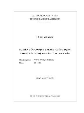 Nghiên cứu cố định urease và ứng dụng trong xét nghiệm phân tích urea ...