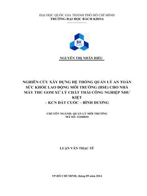 Nghiên cứu xây dựng hệ thống quản lý an toàn sức khỏe lao động môi ...