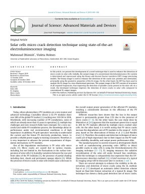 Solar cells micro crack detection technique using state-of-the-art ...