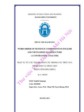 Word order of sentence components in english and vietnamese SVA ...
