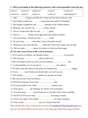 i fill in each blank in the following sentences with a food quantifier ...