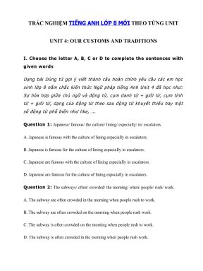 Tải Trắc nghiệm Writing tiếng Anh lớp 8 Unit 4 Our Customs and Traditions - Tiếng Anh 8 Unit 4 ...
