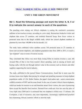 Tải Trắc nghiệm Reading tiếng Anh lớp 12 Unit 3 The Green Movement ...