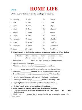 Bài tập tiếng anh lớp 12 Unit 1 Home life có đáp án