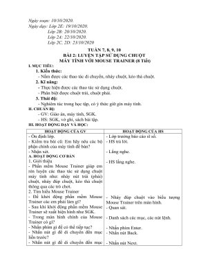 Bài 2. Luyện tập sử dụng chuột máy tính với Mouse Trainer
