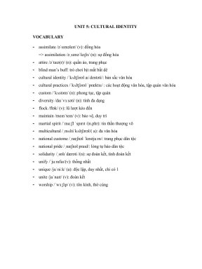 Tải Từ vựng Tiếng Anh lớp 12 Unit 5 Cultural Identity - Từ vựng Tiếng Anh lớp 12 chương trình mới