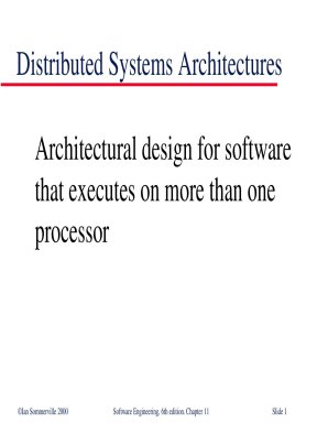 Software engineering: Distributed Systems Architectures