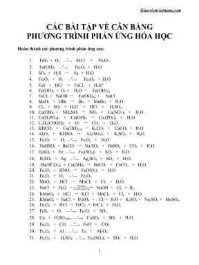 Bai tap can bang phuong trinh hoa hoc lop 8