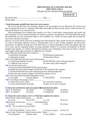 Cac de thi tieng Anh lop 11 HKII