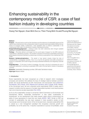 Enhancing sustainability in the contemporary model of CSR a case of ...