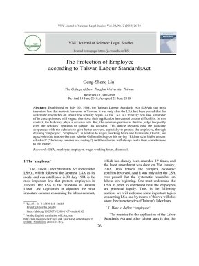 The protection of employee according to taiwan labour standards act