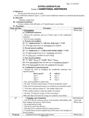 Extra - Lesson - Plan lesson 5: Conditional sentences