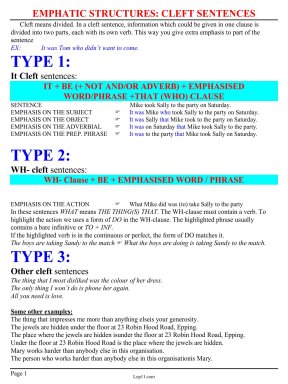 Emphatic structures: Cleft sentences