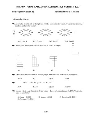 international kangaroo mathematics contest 2007