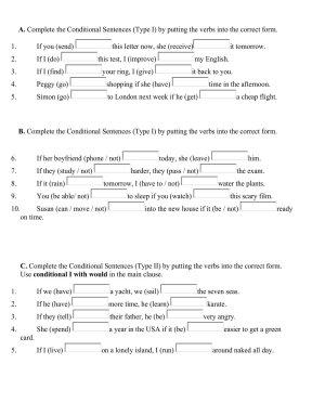 a a complete the conditional sentences type i by putting the verbs into ...