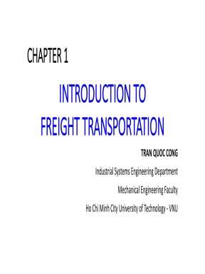 Chapter 1 - Introduction to Freight Transportation