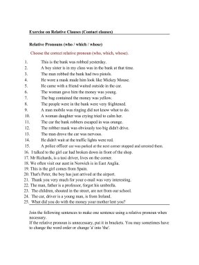 exercise on relative clauses contact clauses exercise on relative ...