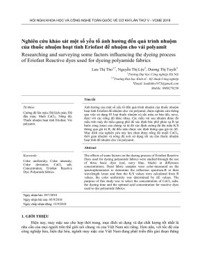 Nghiên cứu khảo sát một số yếu tố ảnh hưởng đến quá trình nhuộm của thu