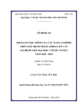 Khảo sát đặc điểm của các nang lympho trên mẫu bệnh phẩm amiđan đã cắt ...