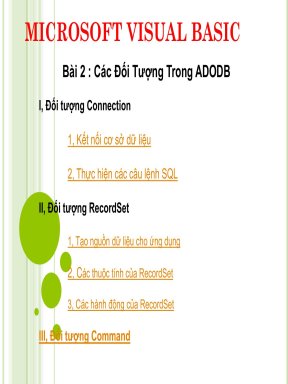 Bài giảng Microsoft Visual Basic: Bài 2 - Trường Đại học Kinh tế