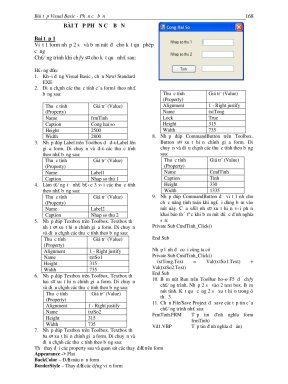 GIÁO TRÌNH MICOSOFT VISUAL BASIC - BÀI TẬP PHẦN CƠ BẢN