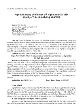 Nghệ An trong chiến lược đối ngoại của Đại Việt thời Lý - Trần - Lê (thế kỷ XI-XVIII)