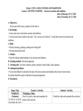 Period : UNIT 4: OUR CUSTOMS AND TRADITIONS Lesson 1: GETTING STARTED ...