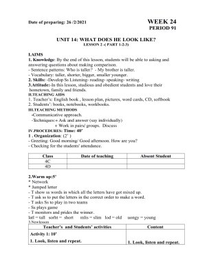 Week 24- Lesson plan 4