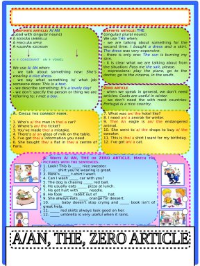 Definite Indefinite and Zero Article