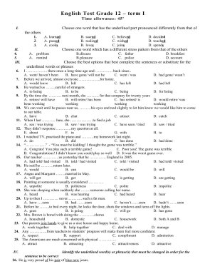 English Test Grade 12 term I