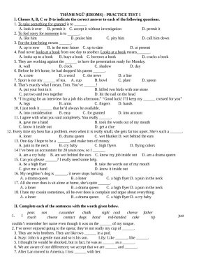 bài tập Idiom (PRACTICE TEST 1)