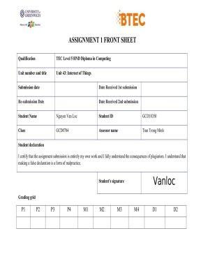 43 iot assignment 1 frontsheet 2018 2019