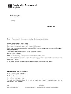 BUSINESS ENGLISH CERTIFICATE LISTENING HIGHER C1 LEVEL SAMPLE TEST 1