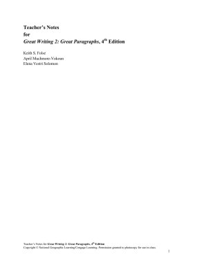 Great writing 2 great paragraphs teachers notes 4th edition