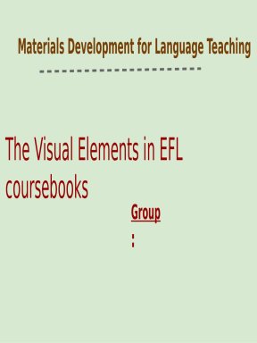 Teaching materials - The Visual Elements in EFL coursebooks