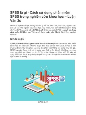 SPSS la gi cach s dng phn mm SPSS tr