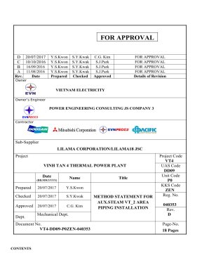 Method Statement for aux steam piping installation (rev d)
