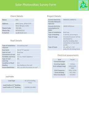 Solar PV site survey format and paramete