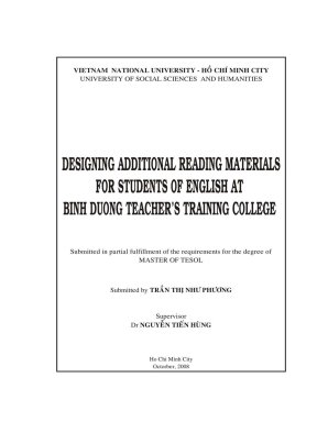 Designing additional reading materials for students of english at binh ...