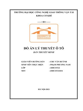 Đồ án Lý Thuyết Ô Tô XE Ô TÔ MOSKVICH 2136