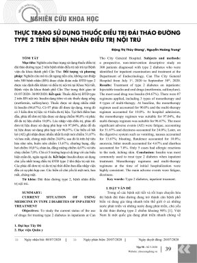 Thực trạng sử dụng thuốc điều trị đái tháo đường type 2 trên bệnh nhân ...
