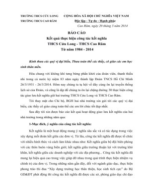 Bao cao ket qua cong tac ket nghia THCS Cuu Long THCS Cao Ram