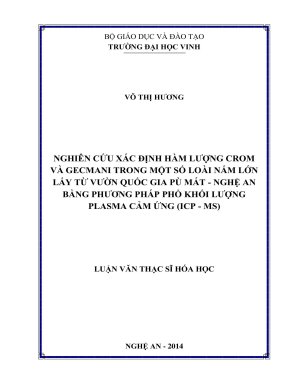 Nghiên cứu xác định hàm lượng crom và gecmani trong một số loài nấm lớn ...