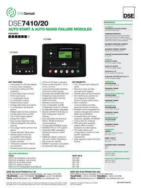 DSE7410 DSE7420 data sheet (USA)