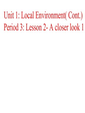 Unit 1 Local environment Lesson 2 A closer look 1