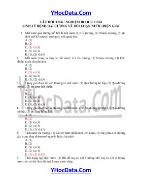 TRẮC NGHIỆM RỖI LOẠN NƯỚC ĐIỆN GIẢI