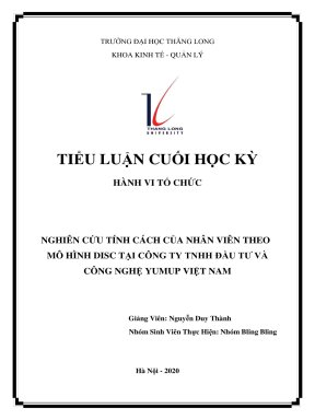 NGHIÊN CỨU TÍNH CÁCH CỦA NHÂN VIÊN THEO MÔ HÌNH DISC TẠI CÔNG TY TNHH ...