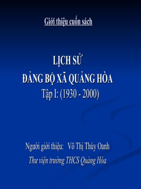 LICH SU DANG BO XA QUANG HOA tap 1 19302000