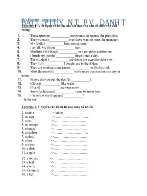 BAI TAP LUYEN TAP VE DANH TU Exercises on nouns CUC HAY CO DAP AN