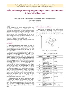 Điều khiển trượt backstepping thích nghi cho xe tự hành omni trên cơ sở ...